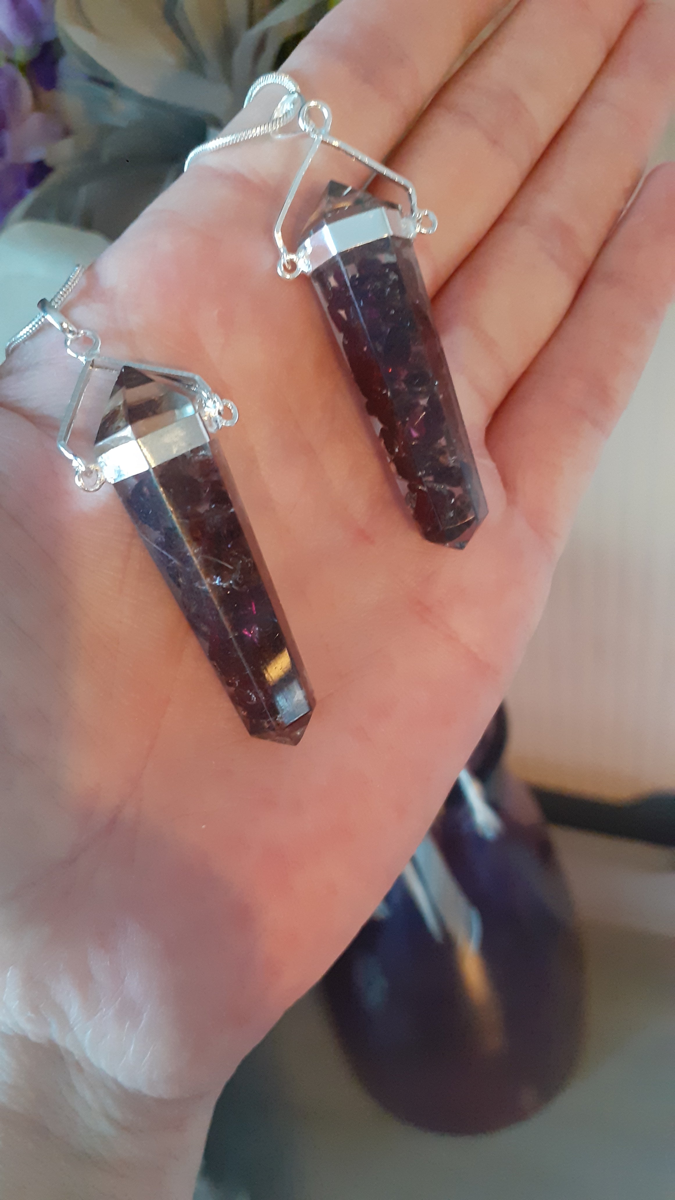 Garnet Orgone Double Terminated Point Pendant – The Crystal Healing Shop