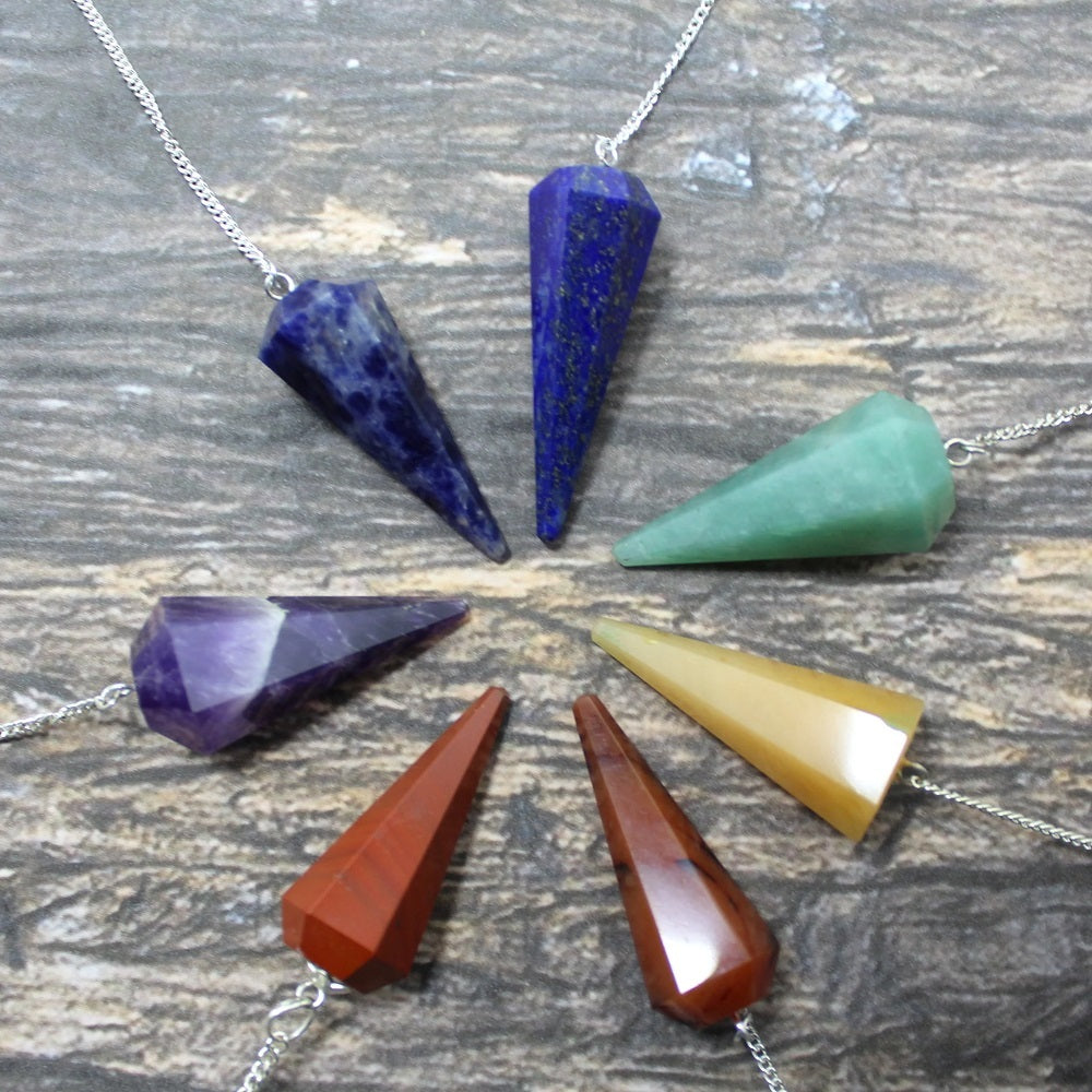 Chakra Faceted Pendulum Set – The Crystal Healing Shop